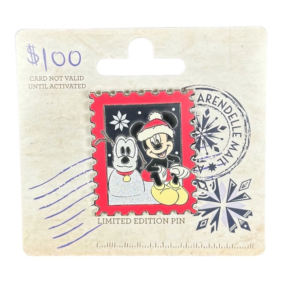 Disney | Other | 22 Disney Mickey Snowman Holiday Gift Card Pin No Cash ...